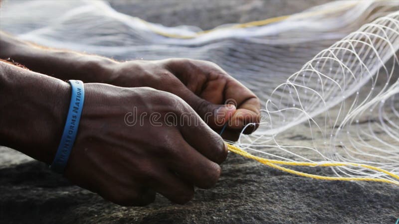 Indian Man Preparing the Fishing Net Stock Image - Image of style ...