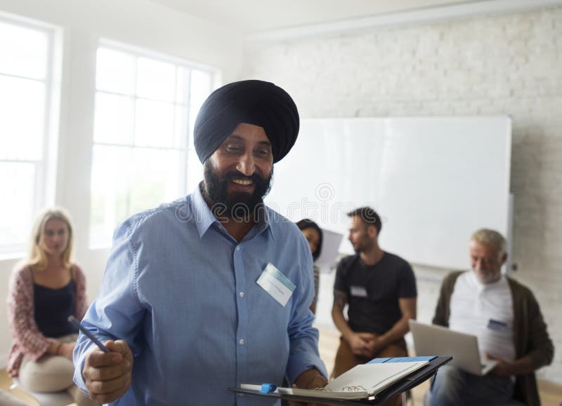Indian Man Presenting in a Community Group Stock Photo - Image of adult ...