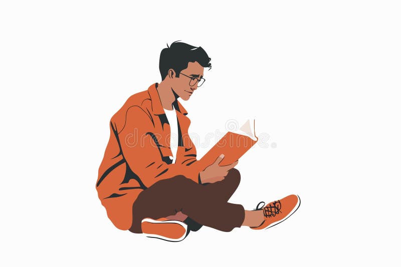 Indian Man Reading Book Stock Image Isolated Vector Style Stock Vector ...