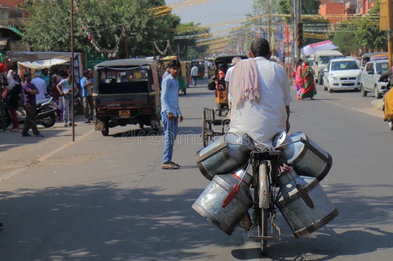 Bicycle Indian Man Jaipur India Editorial Image - Image of life ...