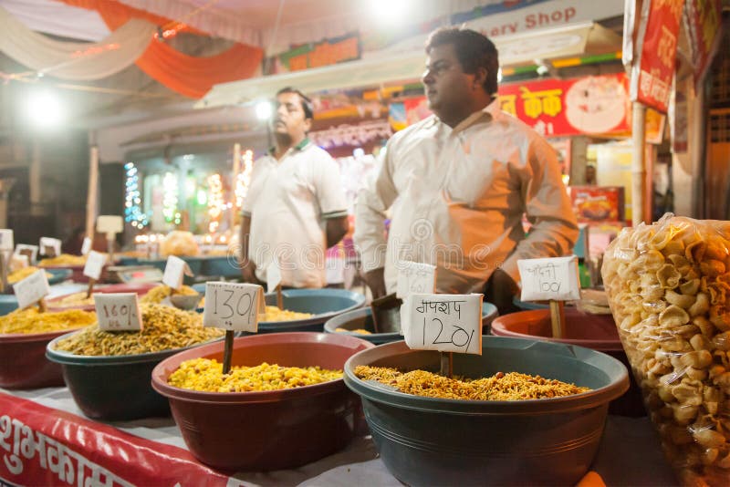Indian Man Selling Snacks at Market Editorial Image - Image of people ...