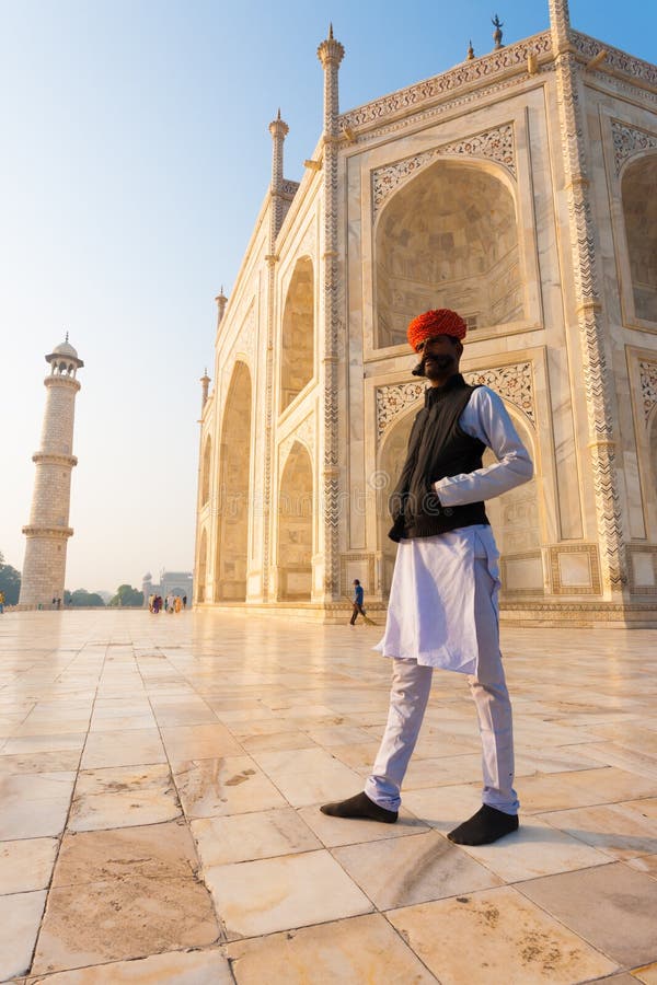 Indian Man Standing Marble Base Taj Mahal Editorial Photo - Image of ...
