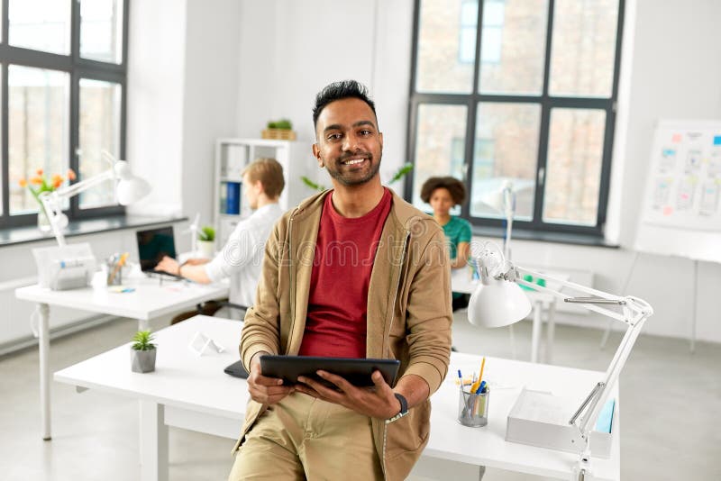 Indian Man with Tablet Pc Computer at Office Stock Photo - Image of ...