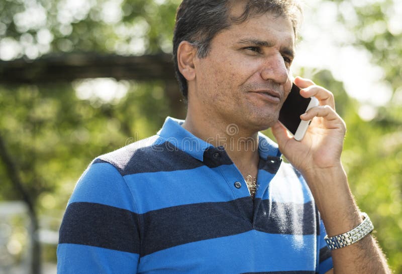 Indian Man Talking on the Phone Stock Photo - Image of pakistani, india ...