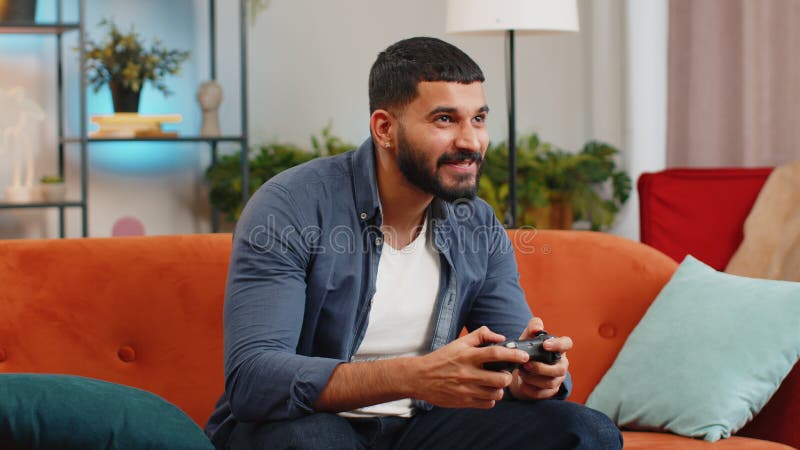 Indian Man Using Joystick Controller Playing Video Console Winning ...