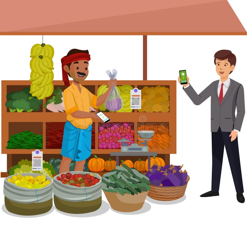 Indian Man Vegetable Vendor Stock Vector - Illustration of working ...