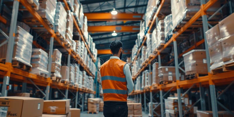 Indian Manager Overseeing Packing in Warehouse Team Working Together ...