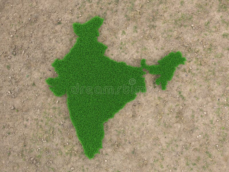 Indian Map with Grass stock illustration. Illustration of natural ...