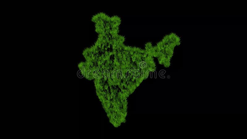 Indian Map with Green Grass Effect on Plain Black Background Stock ...