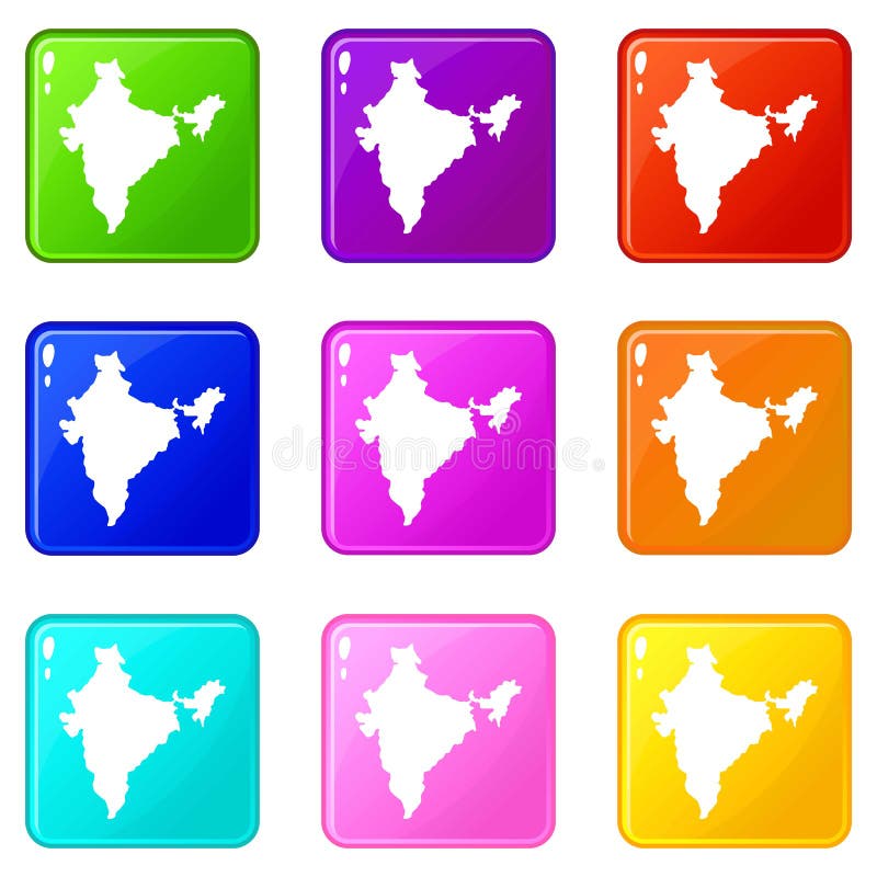 Indian map icons 9 set stock vector. Illustration of nation - 96143131