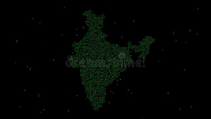 Indian Map with Matrix Code Motion Graphics with Plain Black Background ...