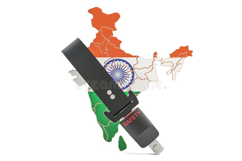 Indian Map with Safety Belt. Security and Protect or Insurance C Stock ...