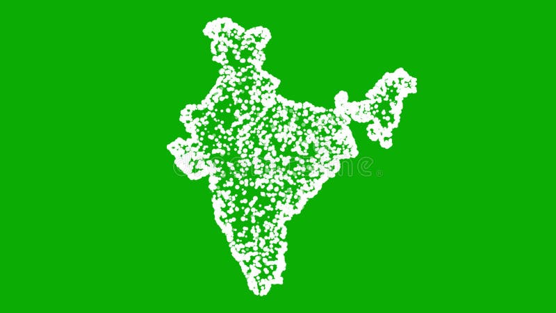 Indian Map with Shining White Particles on Green Screen Background ...