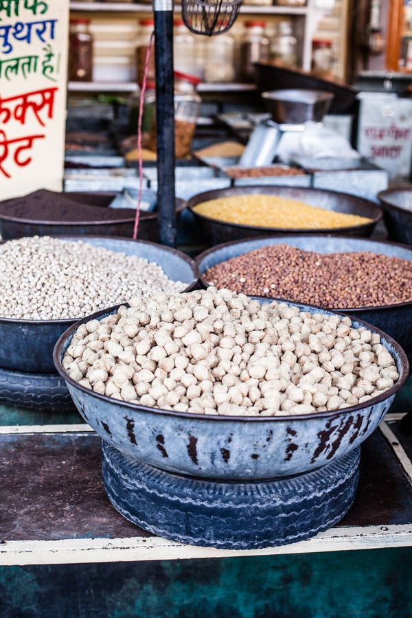 Indian Marketstall Selling Ingredients Stock Photo - Image of oriental ...
