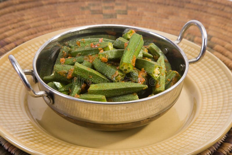 Indian Masala Bhandi or Fried, Ladyfinger Stock Image - Image of food ...