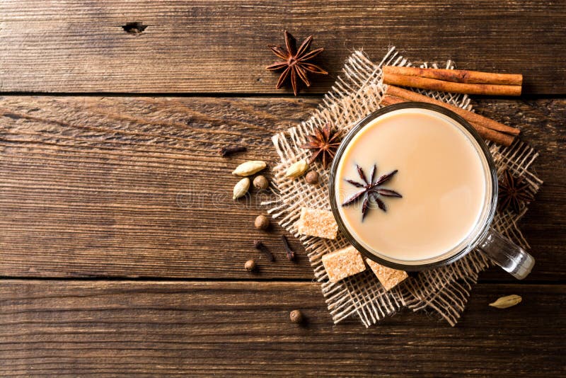 Indian Masala Chai on Rustic Wooden Table Stock Image - Image of ...