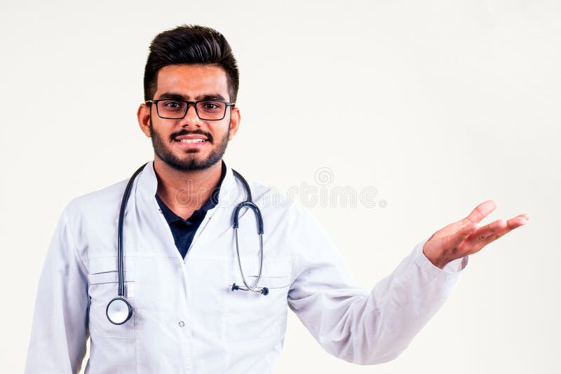 Indian Medical Worker Man in Uniform Isolate on White Background Studio ...