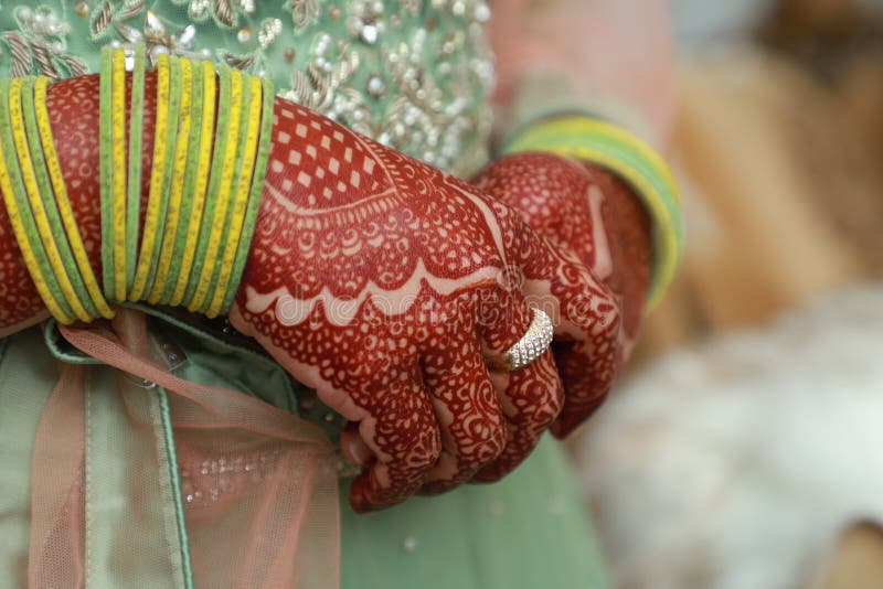 Indian Mehndi Design on the Bride Hands. Stock Image - Image of finger ...