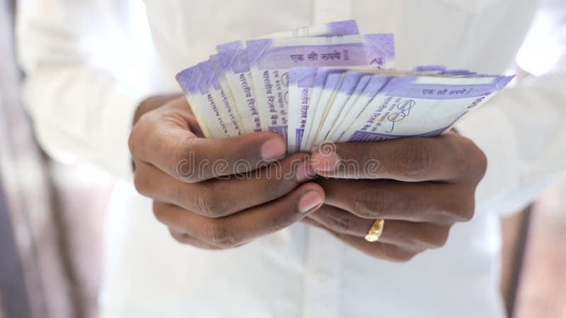 Indian Men Counting Hundred Rupees Bank Note Stock Footage - Video of ...