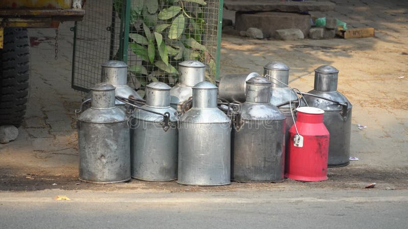Indian Milk Container Have Kept on Road Image Stock Image - Image of ...