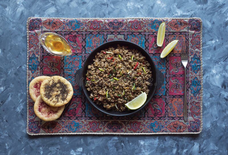 Indian Minced Meat Qeema on a Dark Background. Stock Image - Image of ...