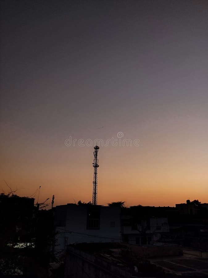 Mobile Tower Indian Street Evening Stock Image - Image of dusk ...