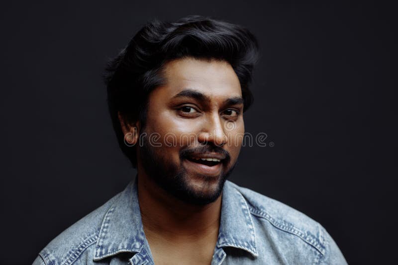 Indian Model in Denim Jacket Looking at Camera Stock Image - Image of ...