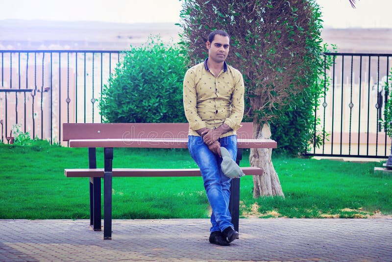 Indian Model in Front of Bench Stock Photo - Image of bench, sitting ...