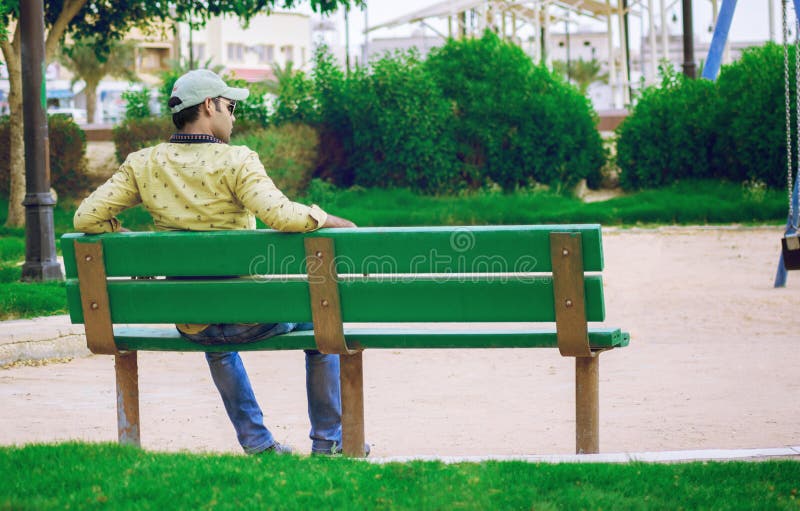 Indian Model Seated on Bench in Park Stock Photo - Image of model ...