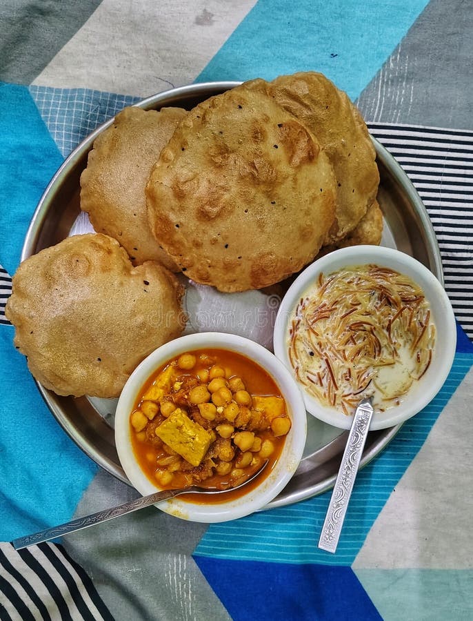 Indian Morning Breakfast Puri and Sabji Stock Image - Image of ...