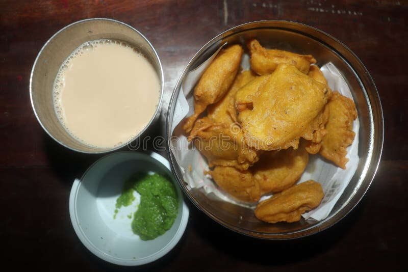 Indian Morning Breakfast on Wood Table in Camera Light. Stock Photo ...