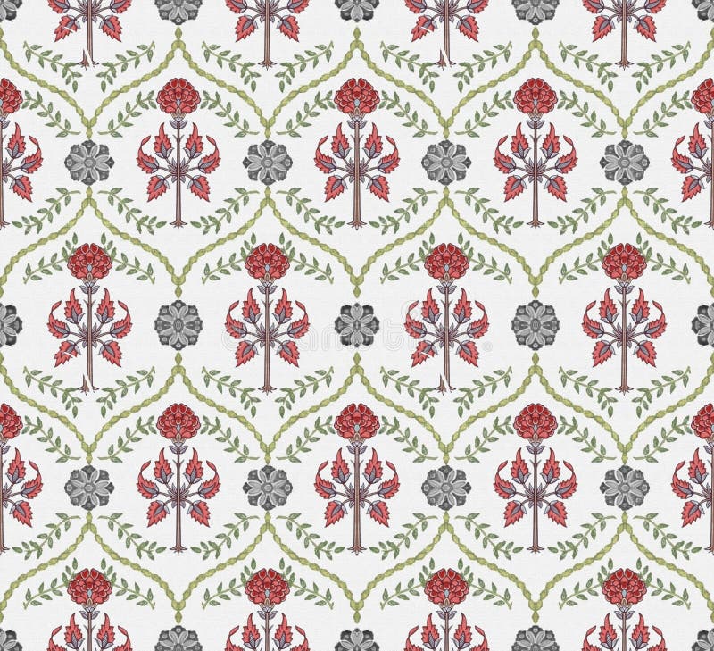 Indian Geometric Mughal Seamless Pattern Stock Illustration ...