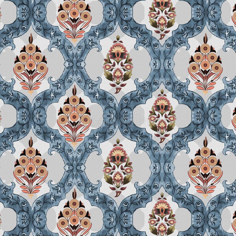 Indian Geometric Mughal Seamless Pattern Stock Illustration ...