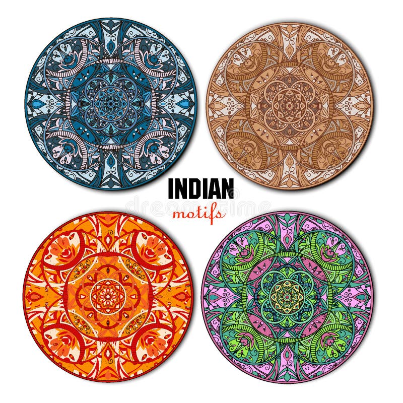 Indian Motifs Set in a Circle. Vector Stock Illustration - Illustration ...