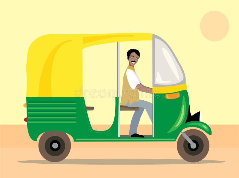 Indian Yellow Auto Rickshaw Stock Illustrations – 124 Indian Yellow ...
