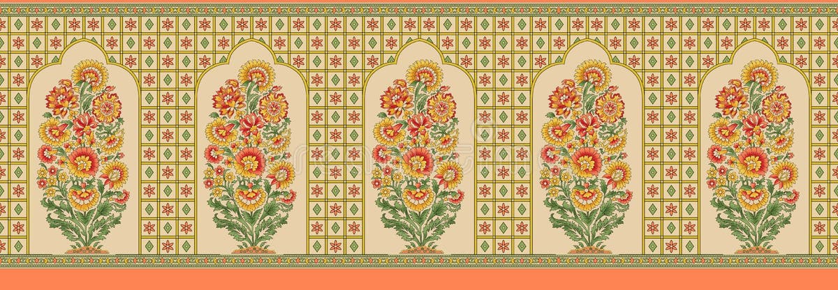 Mughal Flower Border Stock Illustrations – 7,472 Mughal Flower Border ...