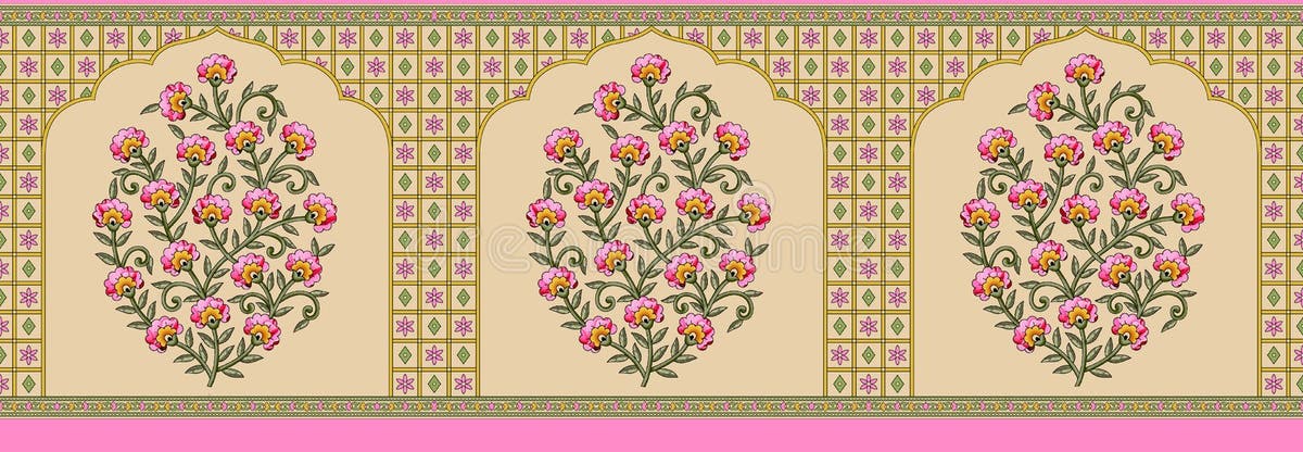 Mughal Flower Border Stock Illustrations – 7,472 Mughal Flower Border ...