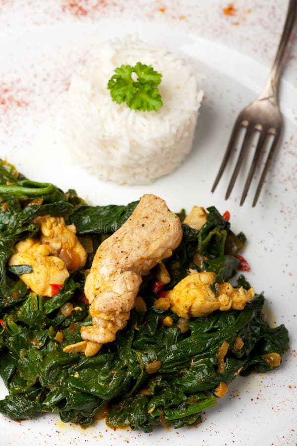 Indian murgh palak stock image. Image of chicken, onion - 23100335