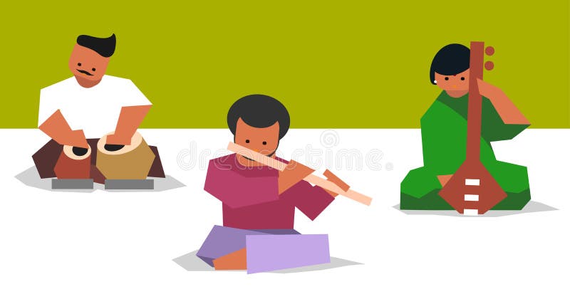 Indian musician set stock vector. Illustration of cartoon - 63782373
