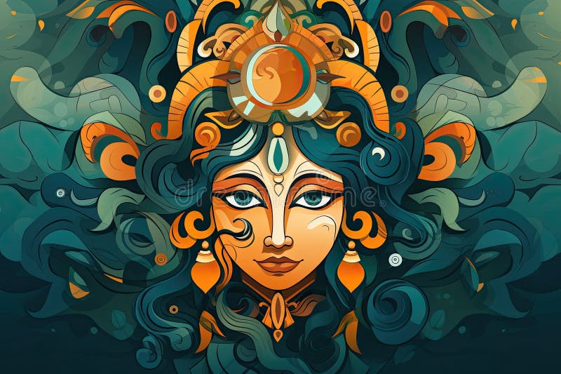 Indian Mythology Symbols and Deities in Abstract Style Abstract ...