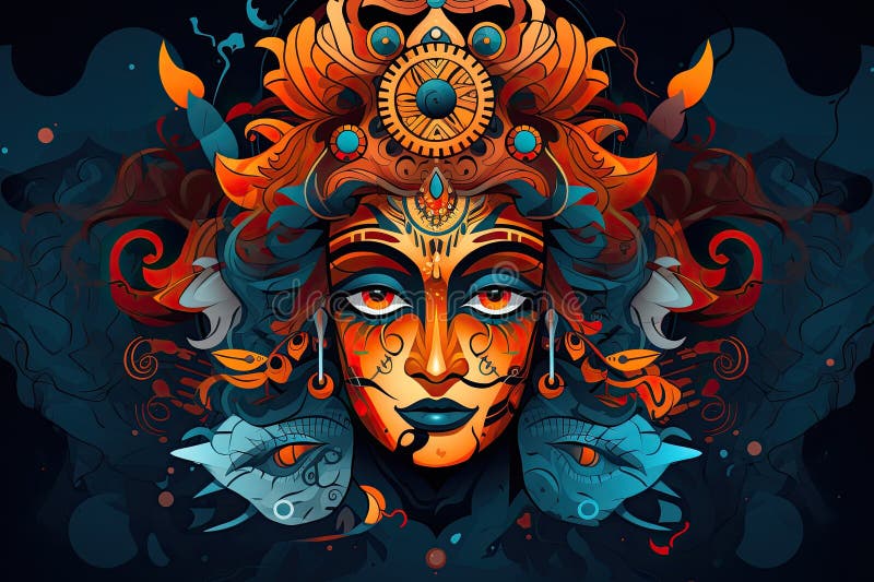 Indian Mythology Symbols and Deities in Abstract Style Abstract ...