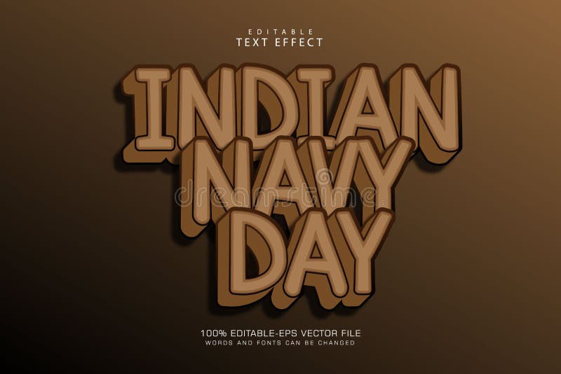 Indian Navy Day Editable Text Effect 3 Dimension Emboss Cartoon Style ...
