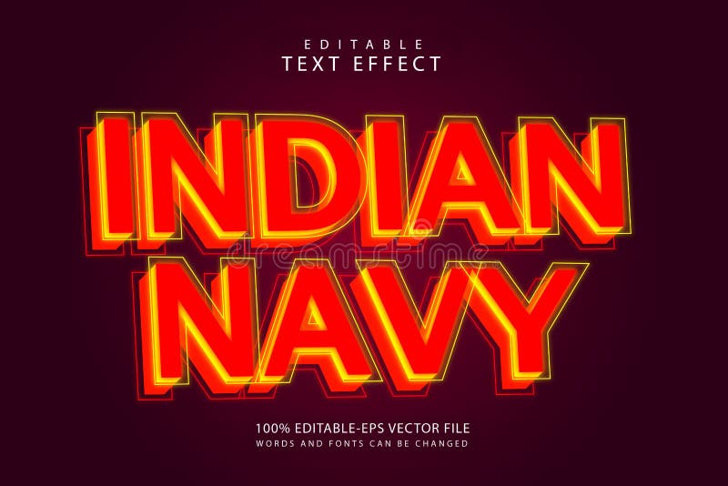 Indian Navy Editable Text Effect 3 Dimension Emboss Neon Style Stock ...