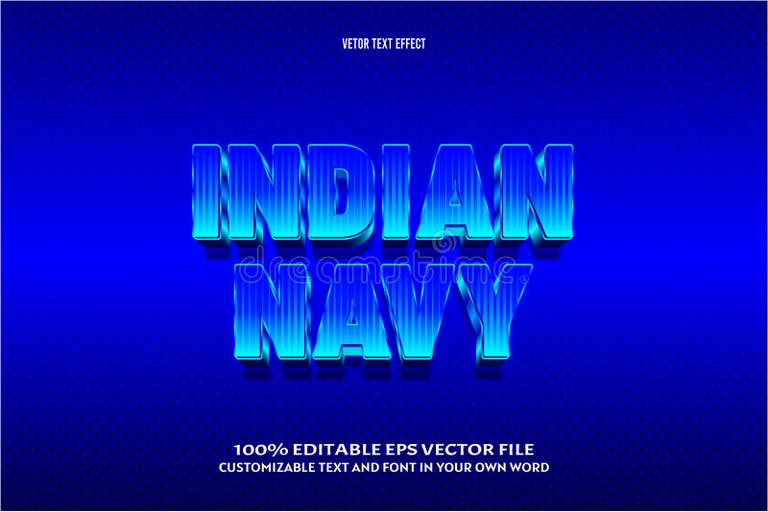 Indian Navy Editable Text Effect V Emboss Modern Style Stock Vector ...