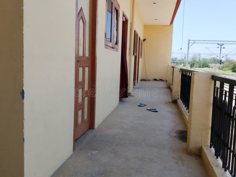 Indian Normal People S House Balcony with Doors, Window and Iron Fence ...