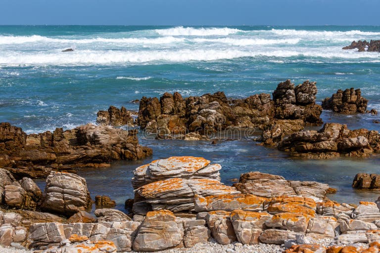 Indian Ocean Coast with Rock Formations and Sandy Beach Stock Photo ...