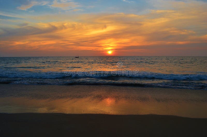 Indian Ocean Coast in South Goa, India Stock Image - Image of boat ...