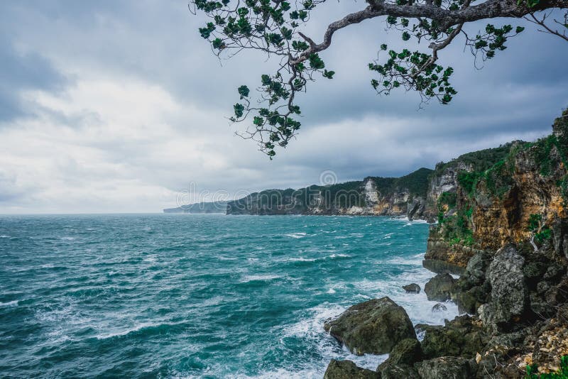 Indian Ocean Coast in the South of Java Island in Indonesia Stock Image ...