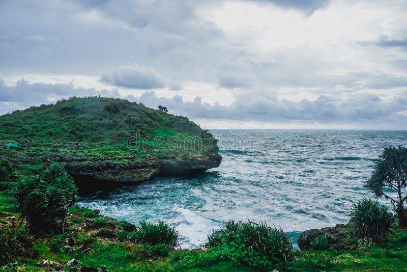 Indian Ocean Coast in the South of Java Island in Indonesia Stock Image ...