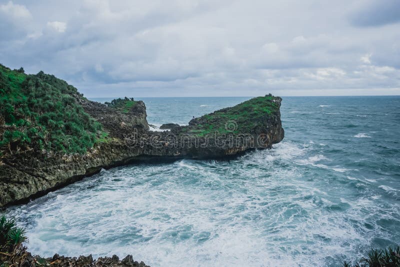 Indian Ocean Coast in the South of Java Island in Indonesia Stock Image ...